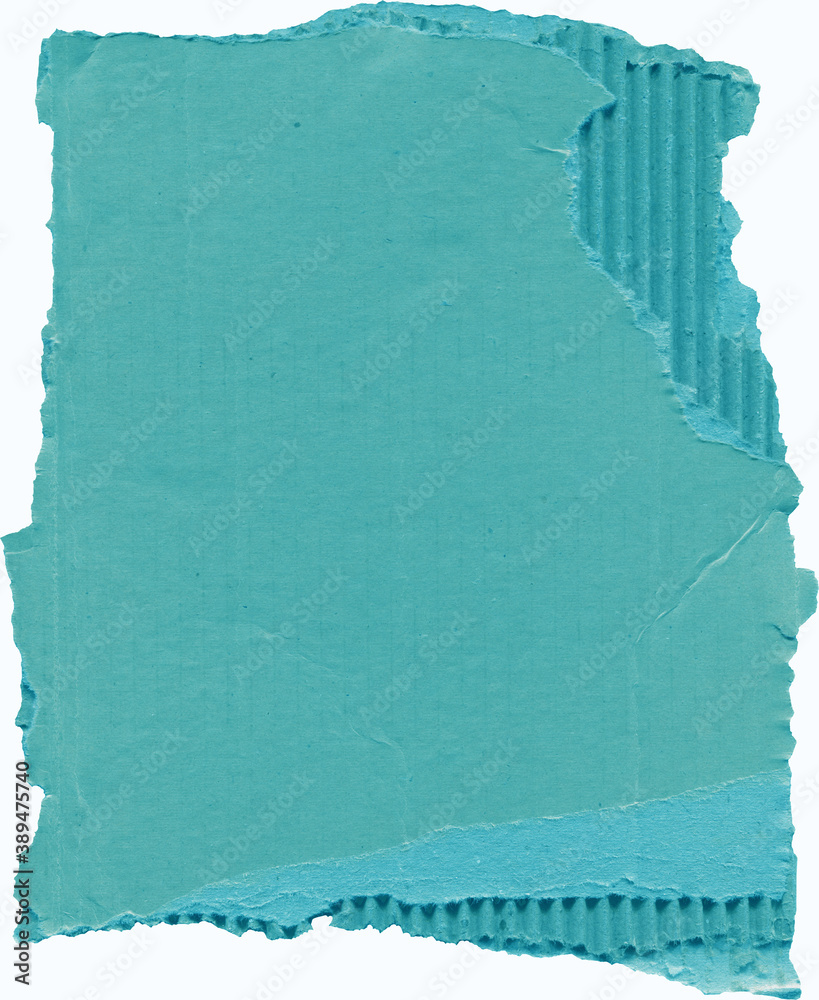 Close up of a blue vintage torn sheet of carton. Cardboard paper ...