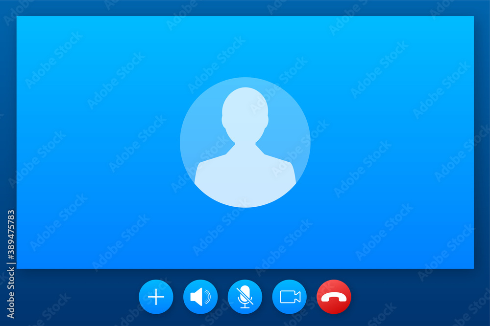Incoming video call on laptop. Laptop with incoming call, man profile ...