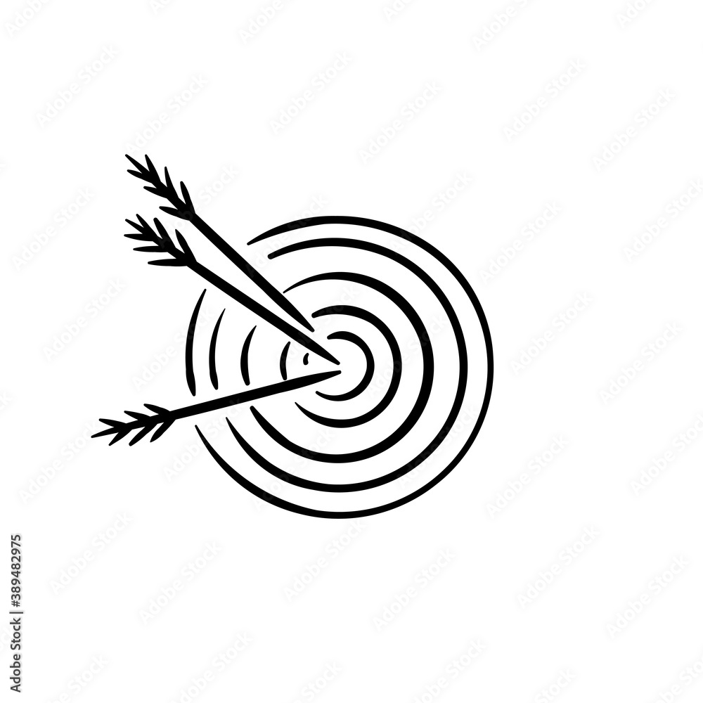 Symbol of hitted target and achieved goal with arrows in center Stock ...