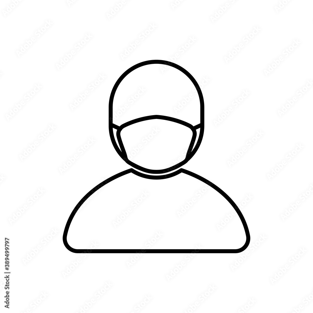 Vector man wearing mask icon, Covid-19 protection equipment ...