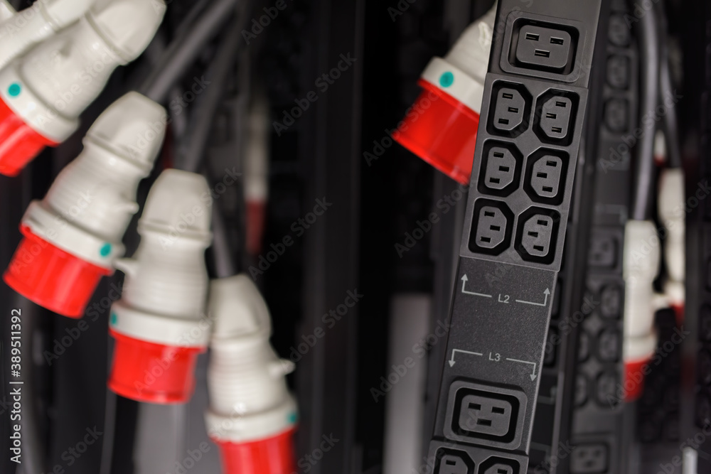 Rails with IEC 60320 C13 and IEC 60320 C19 electricity sockets and ...