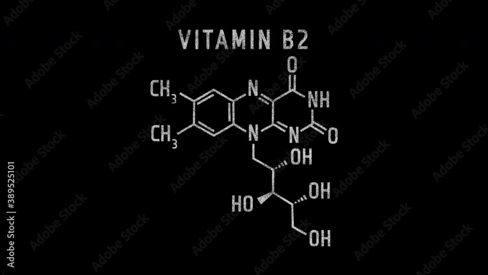 Vitamin B2 Molecular Structure Symbol Sketch or Drawing Animation on ...