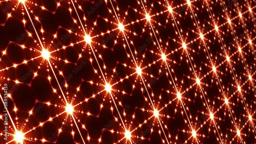 Abstract orange yellow glowing stars pulsing. 4K seamless loop ...