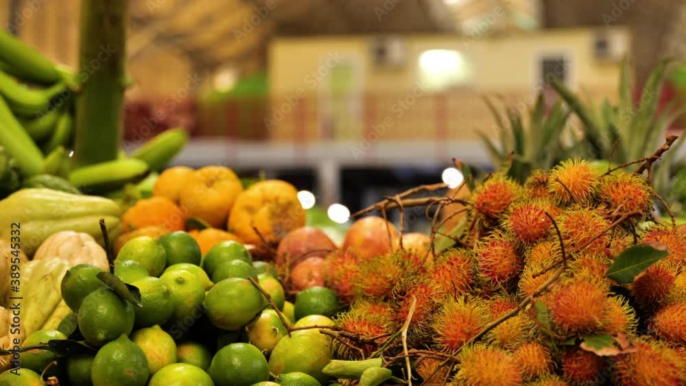 Exotic fruits in Martinique Fort de France downtown cover market lemons ...