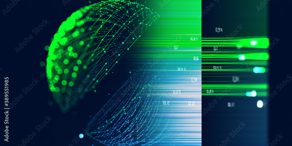 Abstract defocus background with wireframe sphere and blurred lines ...