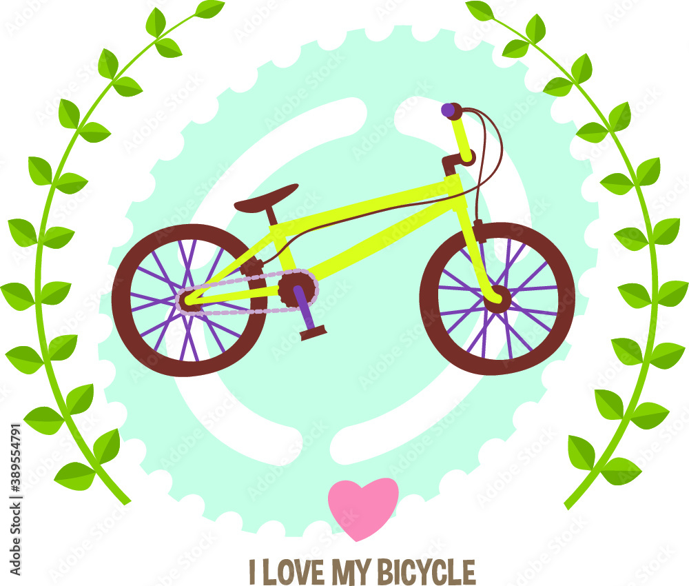 Bicycle, cartoon flat style, bike, velocipede isolated vector ...