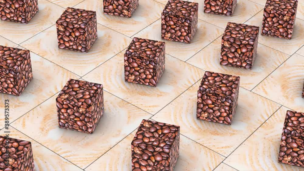 Arabica and brown robusta roasted coffee beans 3d render animated ...