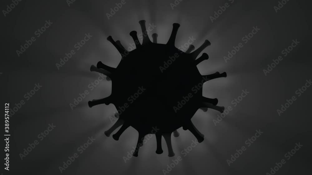 3d animated silhouette of black and white coronavirus, overlay ...