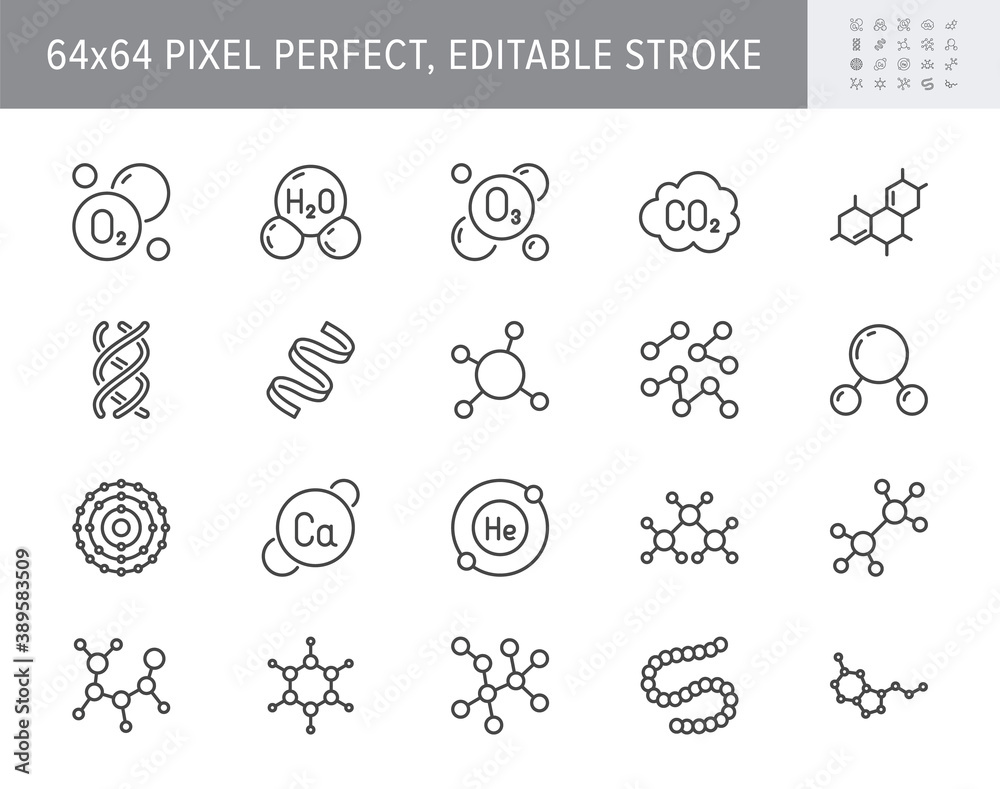 Molecule line icons. Vector illustration included icon amino acid ...