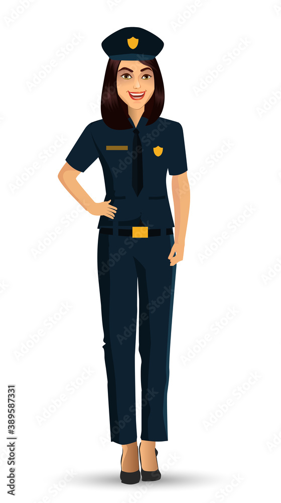 Woman Police officer avatar illustration, police woman character design ...