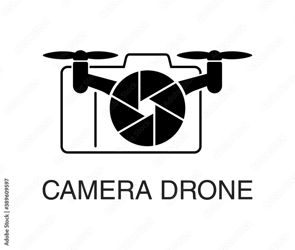 Camera Drone logo or icon - combination of photocamera silhouette and ...