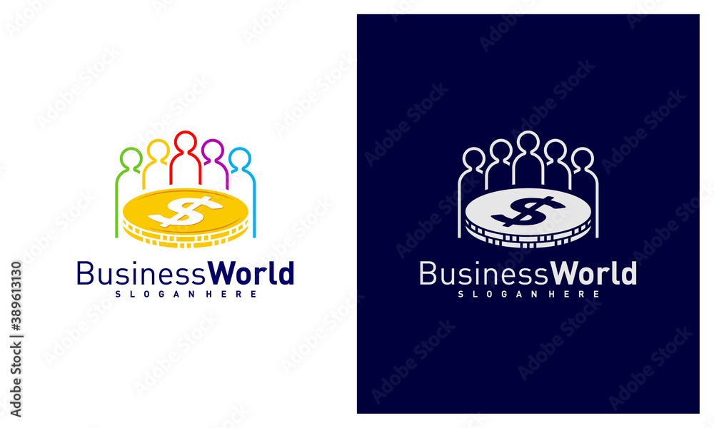 Money with People logo design vector, Colorful Money logo design ...