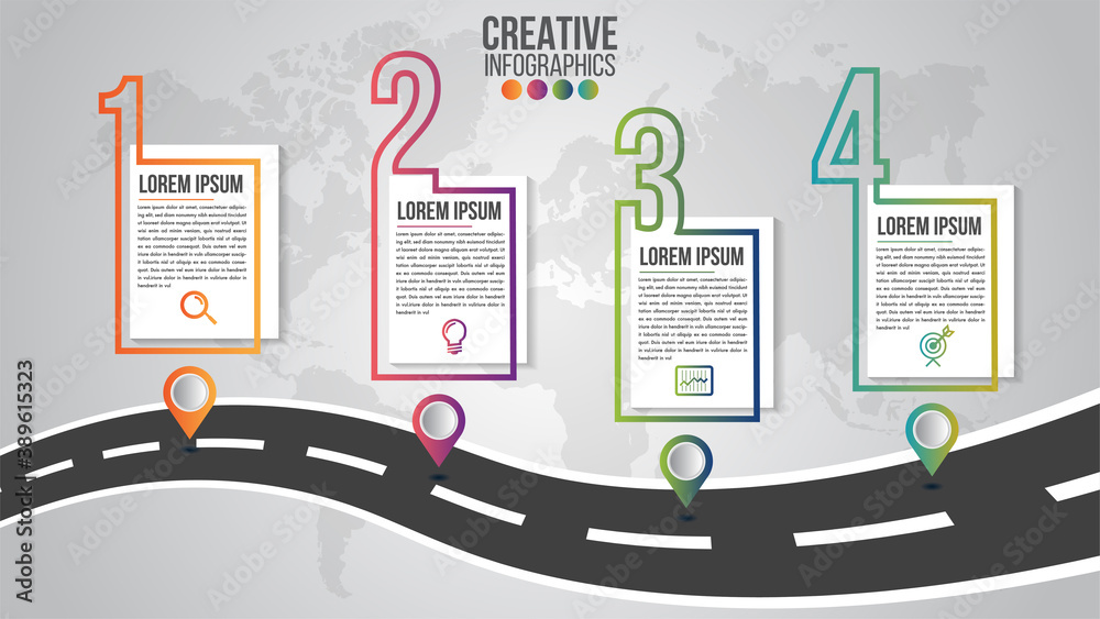 Infographic modern timeline design vector template for business with 4 ...
