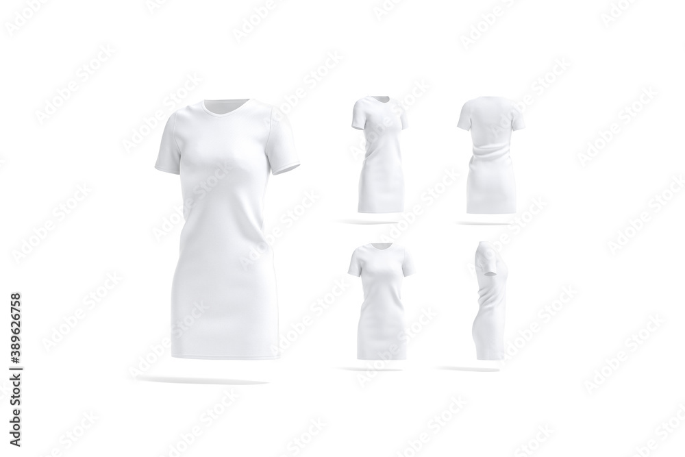 Blank white cloth dress mockup, different views Stock Illustration ...