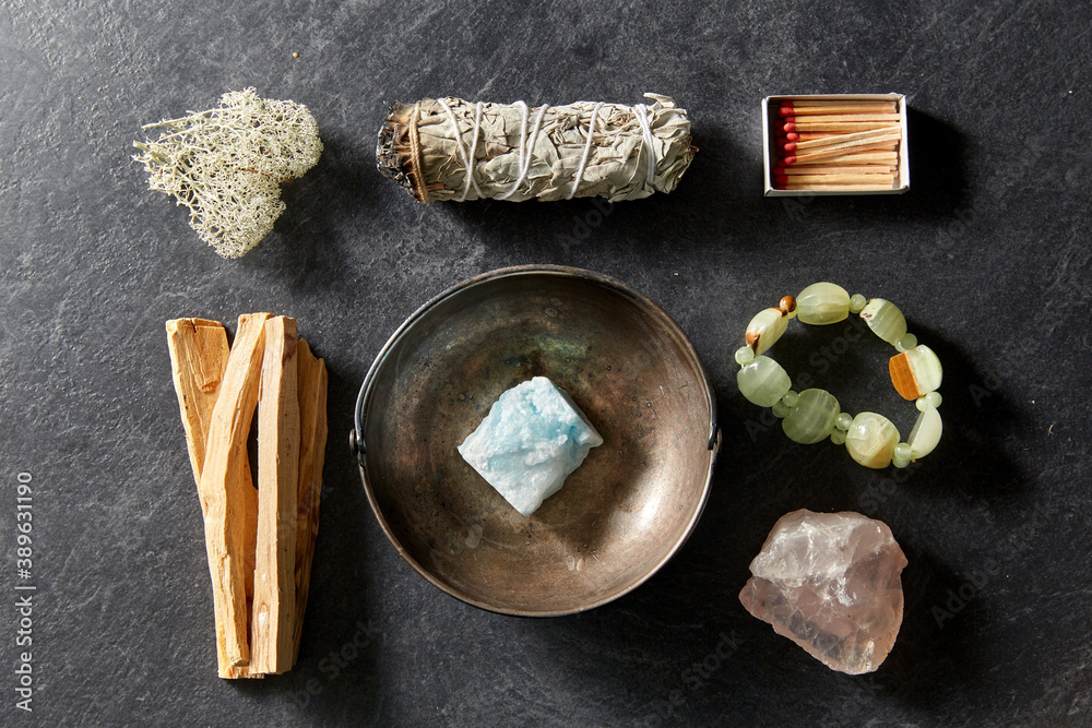 occult science and supernatural concept - different staff for magic ...