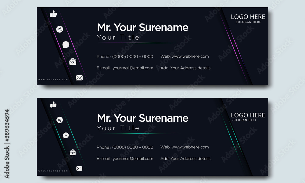 Email Signature, Colorful Email signature template, Set of email ...