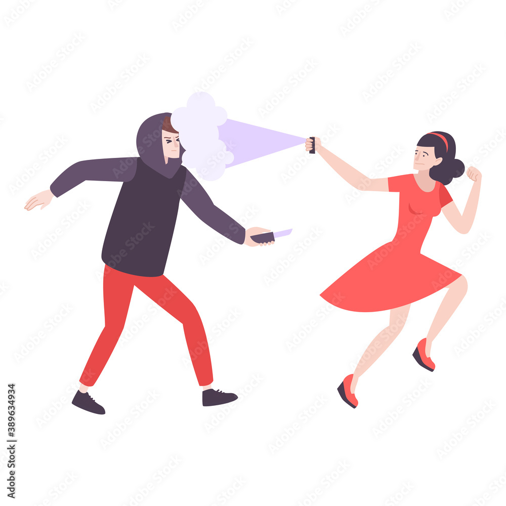 Pepper Spray Woman Composition Stock Vector | Adobe Stock