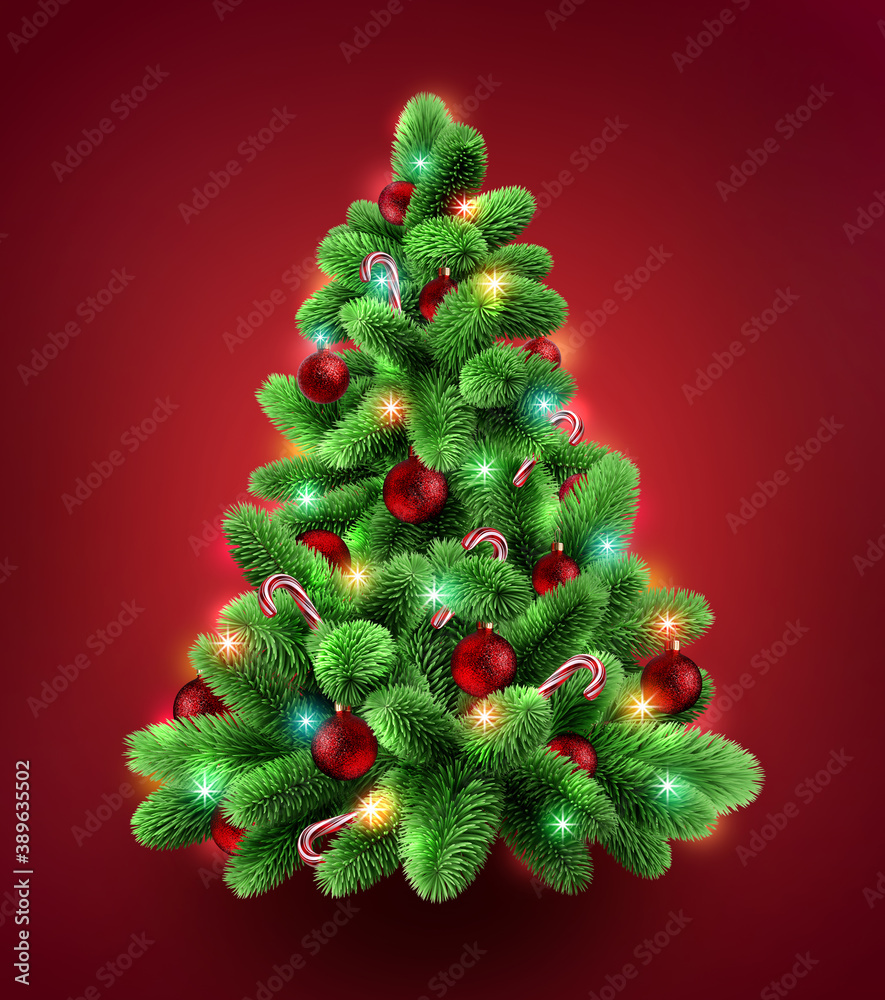 Red And Green Christmas Tree Clip Art