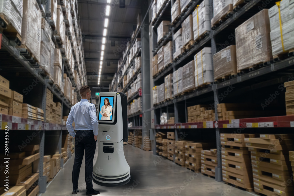 iot smart retail futuristic technology concept,man try to ask ...