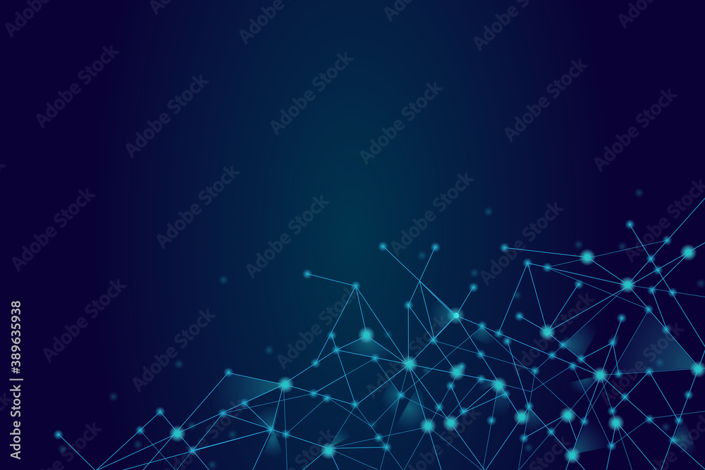 Network abstract connection isolated on blue background. Network ...