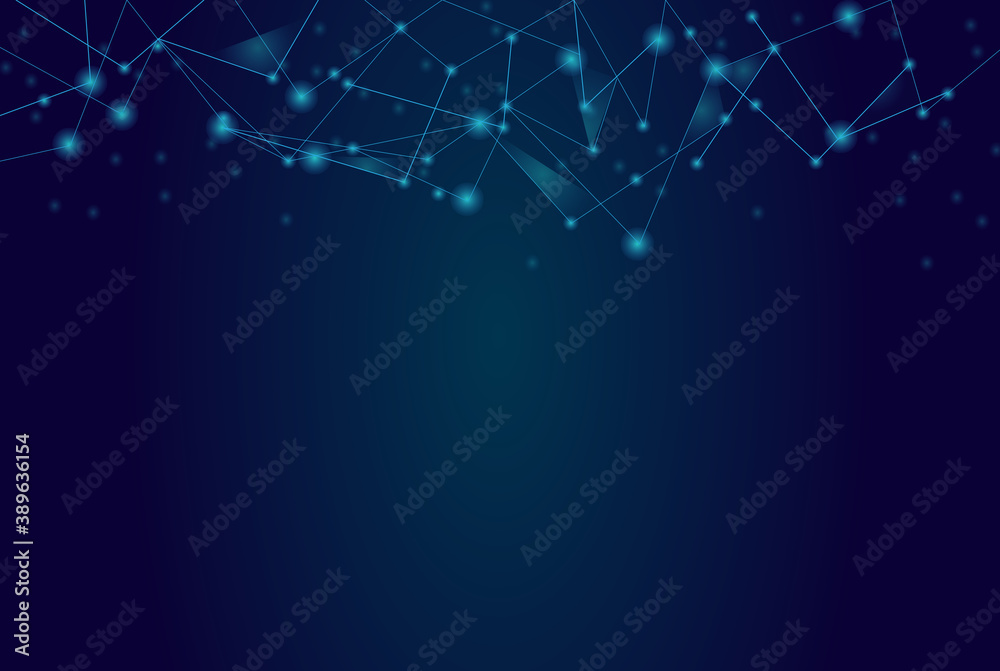 Network abstract connection isolated on blue background. Network ...