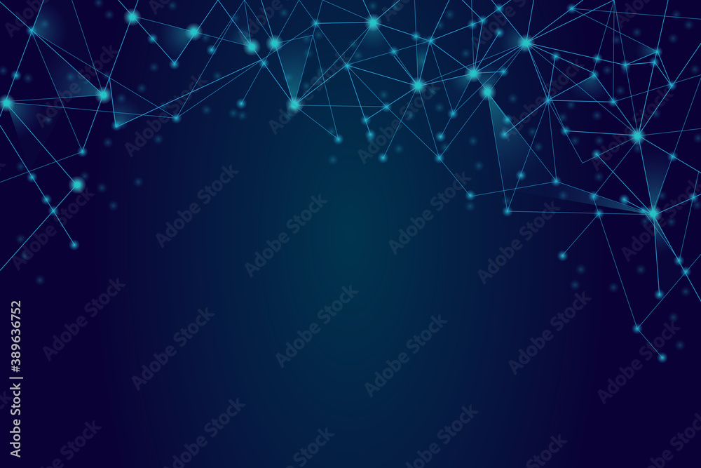 Network abstract connection isolated on blue background. Network ...