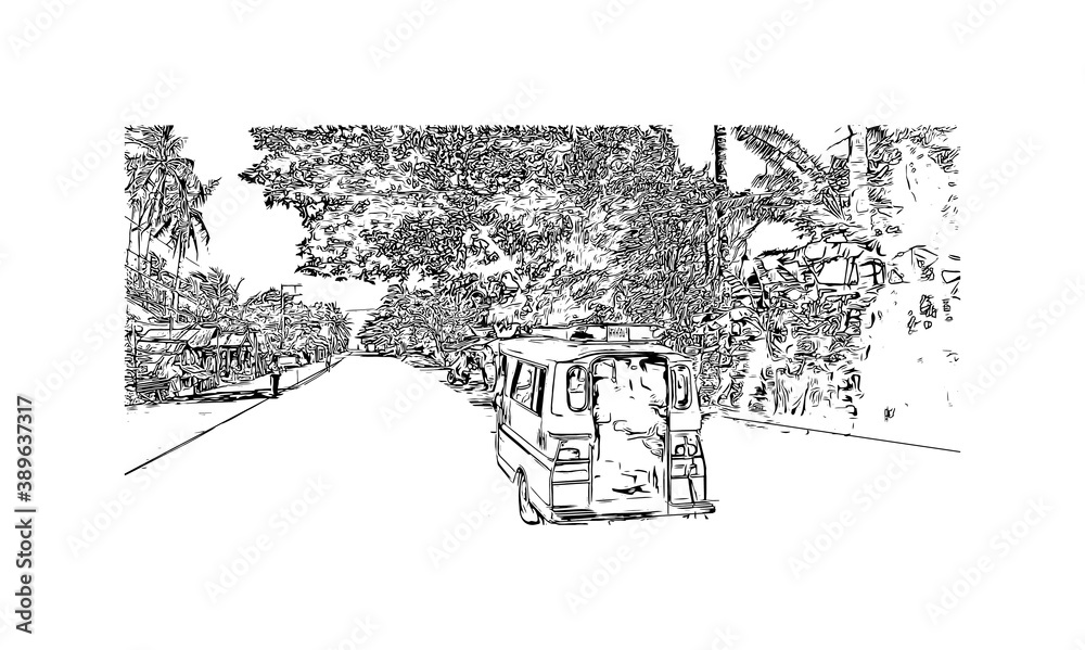 Vetor de Building view with landmark of Catbalogan is the capital of ...