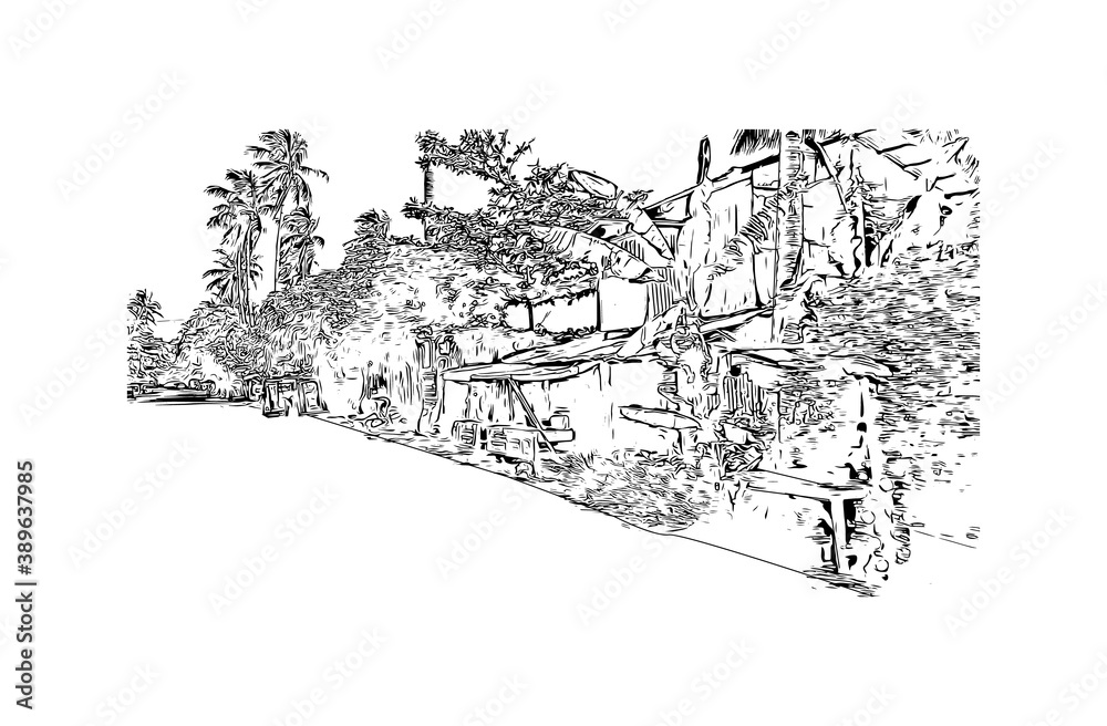 Vetor de Building view with landmark of Catbalogan is the capital of ...