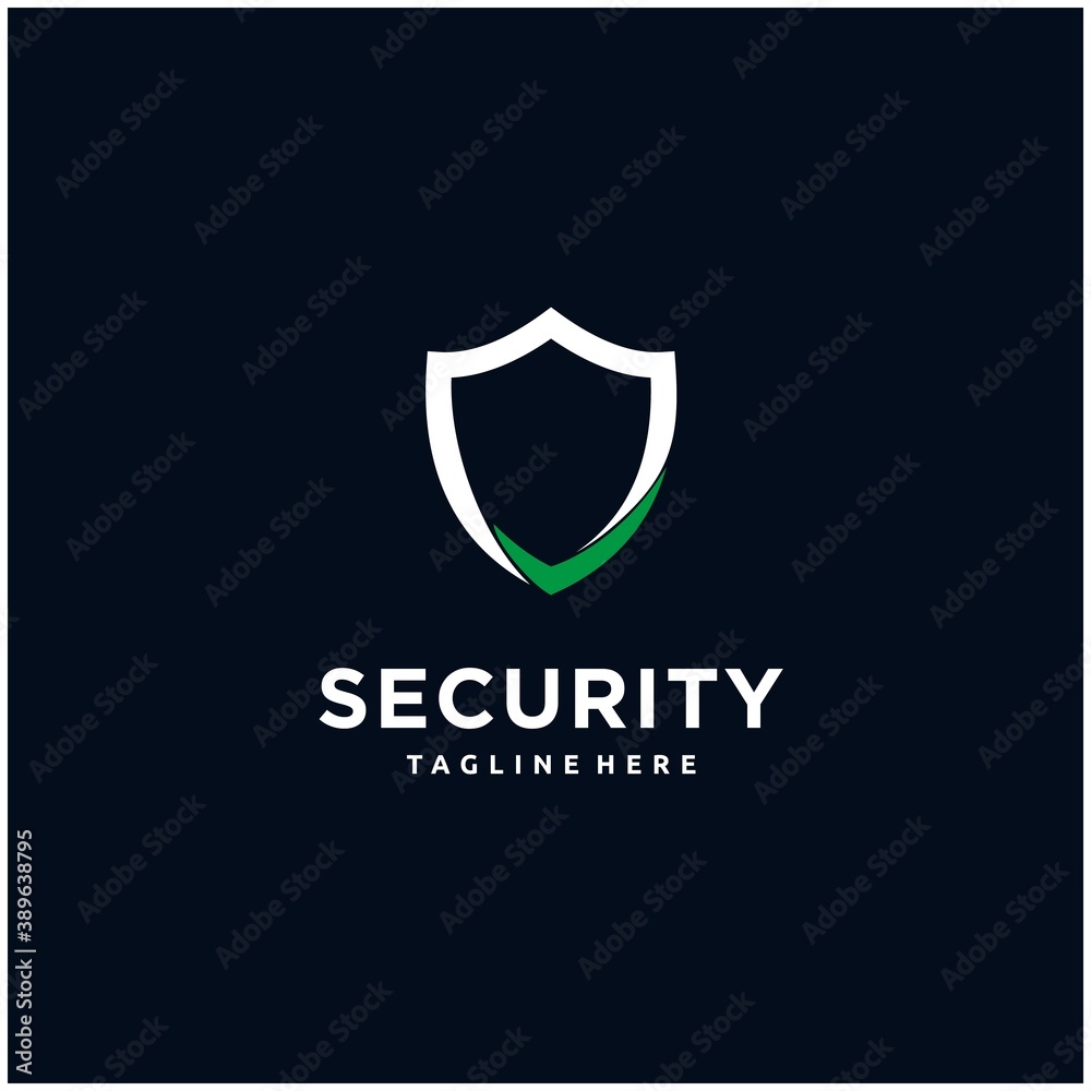 Safe protection logo shield and green check mark or tick symbol ...