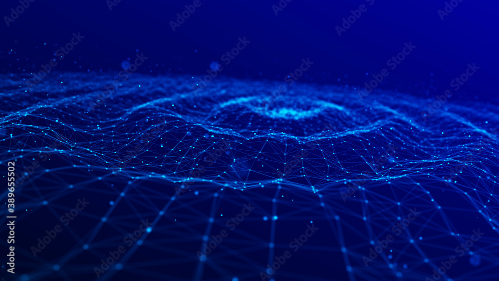 Wave of particles. Abstract background with a dynamic wave. Futuristic ...