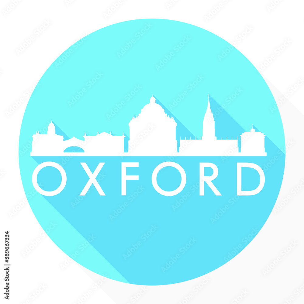 Oxford, UK Flat Icon. Skyline Silhouette Design. City Vector Art Famous ...