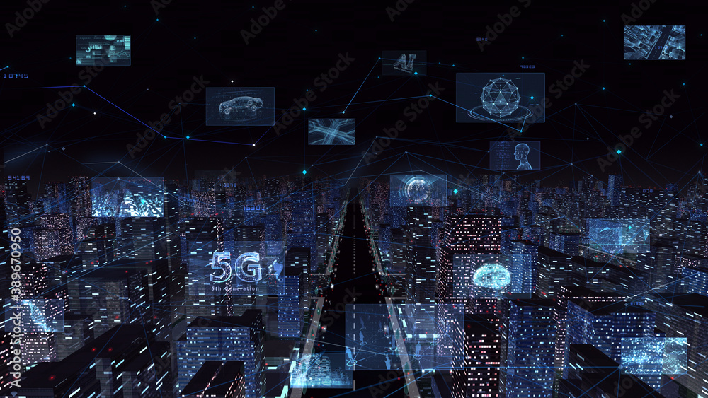 Digital Communication Network Technology AI Big data City Building ...