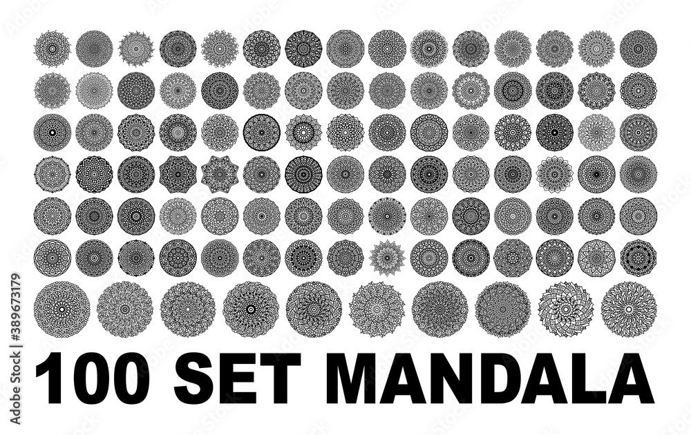100 various mandala collections. Mandala art design Vector. Inspiring ...