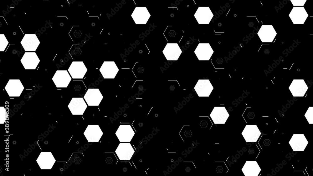 Looping hexagon 2D shape animation.Seamlessly animated shapes.2D ...