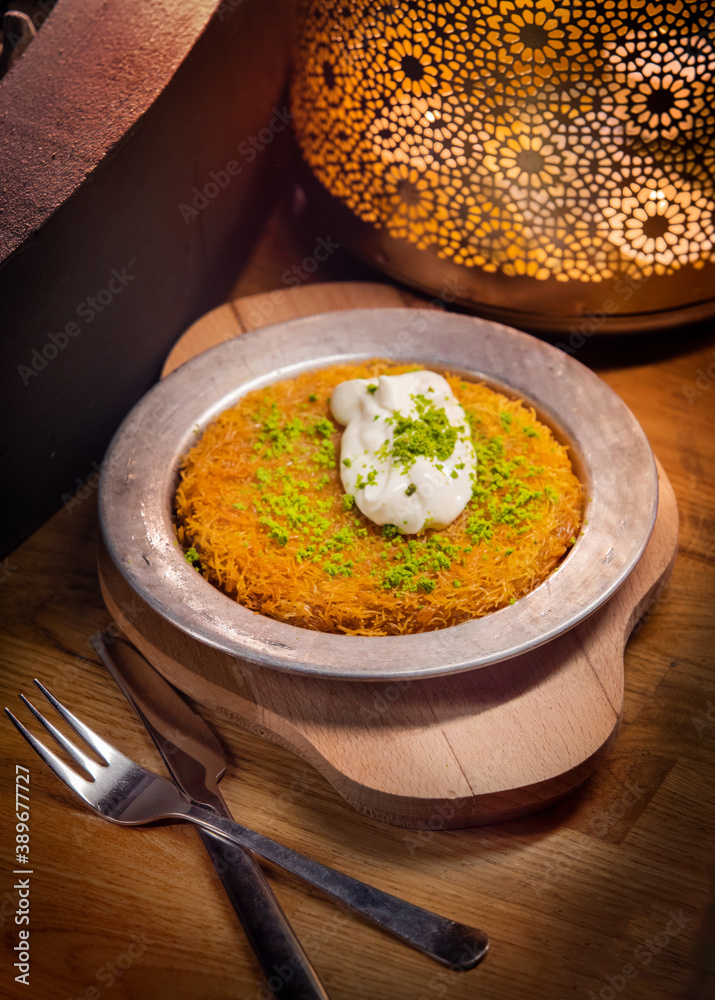 Naklejka künefe, kenafeh, kanafah, kunafa, kadayif, turkish, cheese ...