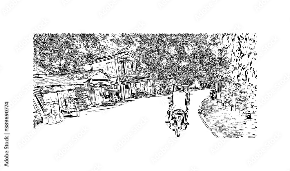 Vetor de Building view with landmark of Catbalogan is the capital of ...