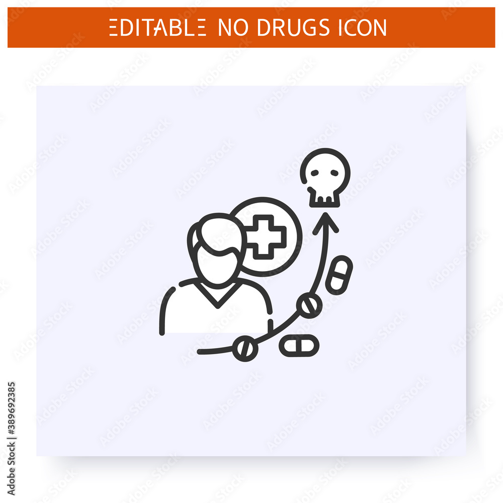 Prescription drug abuse line icon. Addiction danger. Lethal dose ...