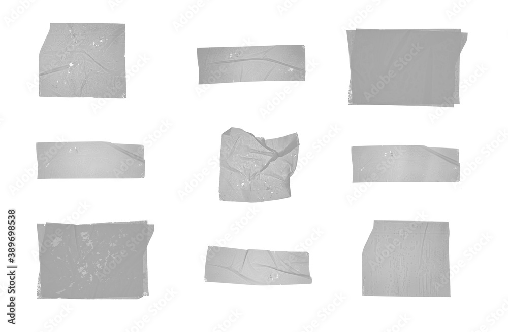 Set of various adhesive tape pieces isolated on white background ...