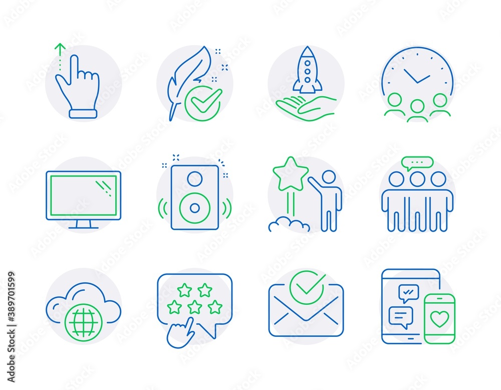 Technology icons set. Included icon as Crowdfunding, Employees group ...