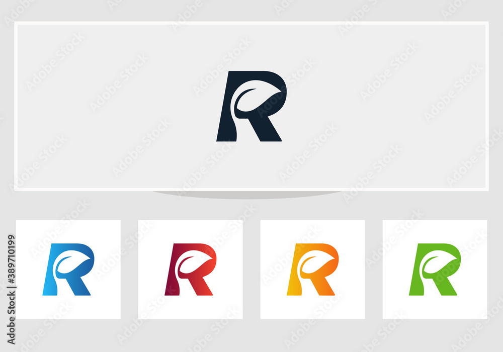 R letter logo design with leaf concept. ECO logo, Medical logo with R ...