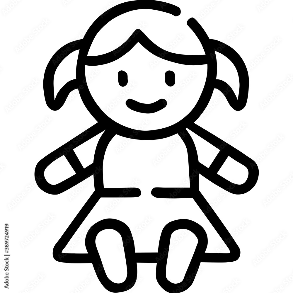 Cute LOL Doll in line art style for coloring book. Illustration. Stock ...
