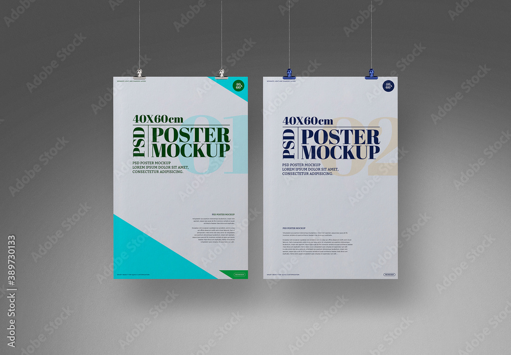Hanging Posters Mockup Stock Template | Adobe Stock