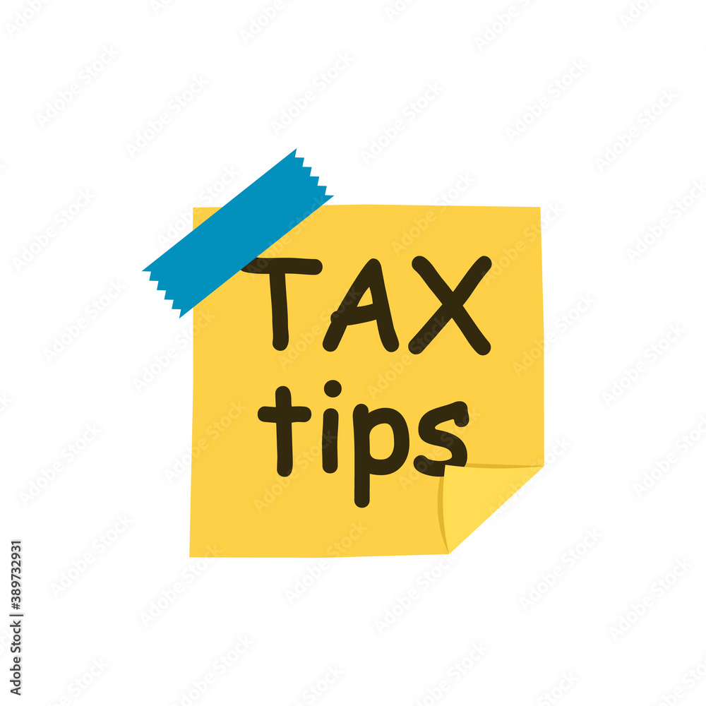 Tax tips sticky note icon. Clipart image isolated on white background ...
