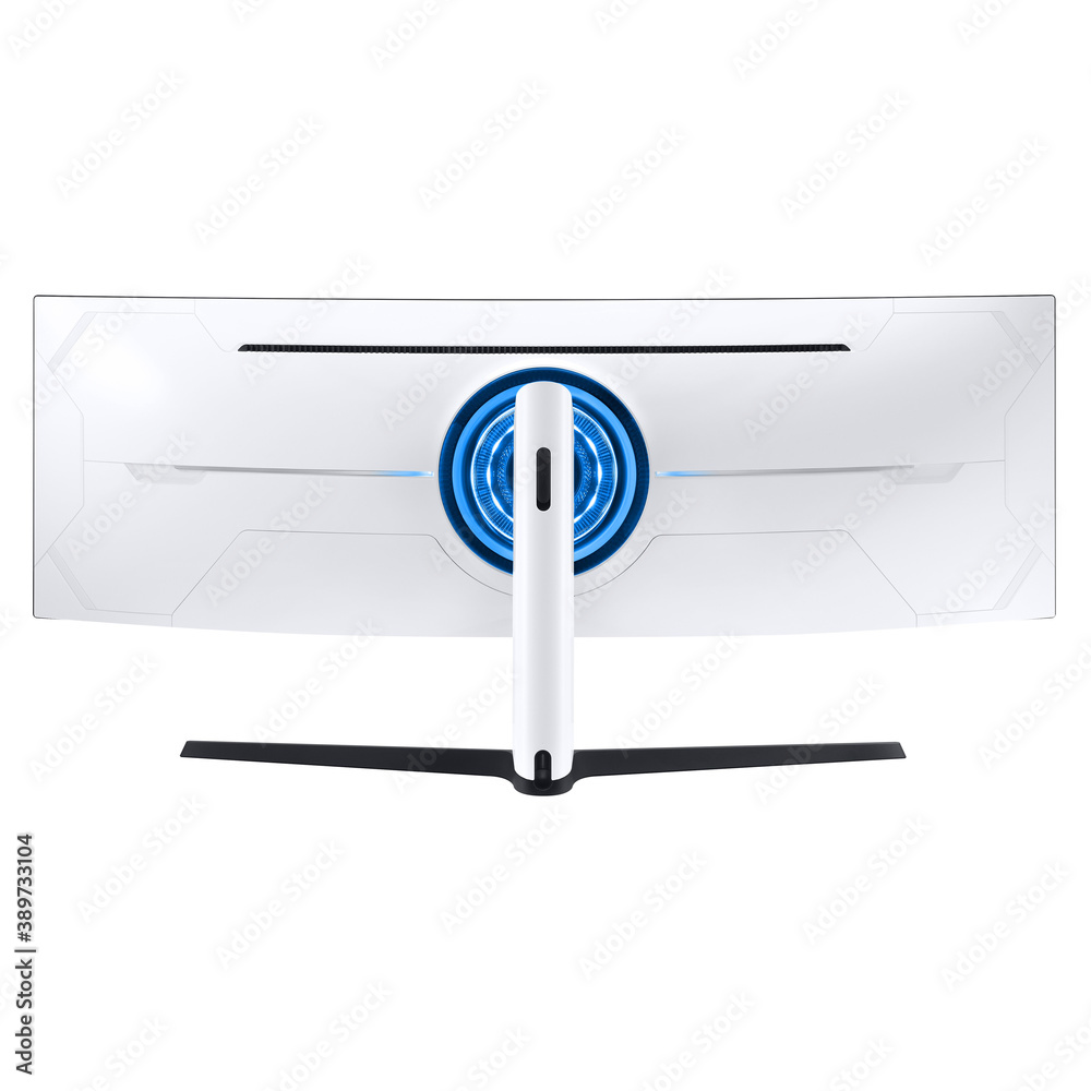 Super Ultra-Wide Curved Monitor Isolated on White. Slim 49 Inch ...