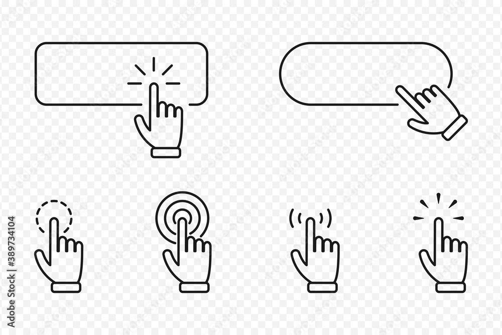 Click cursor pointer icon set with blank button. Website banners and ...