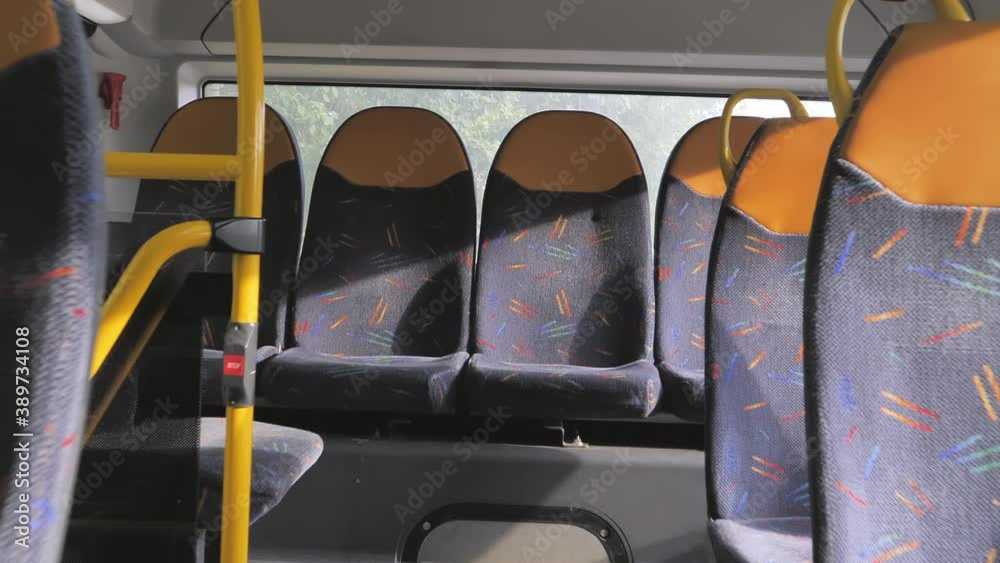 Closer look of the gray color seats inside the bus in Helsinki Finland ...