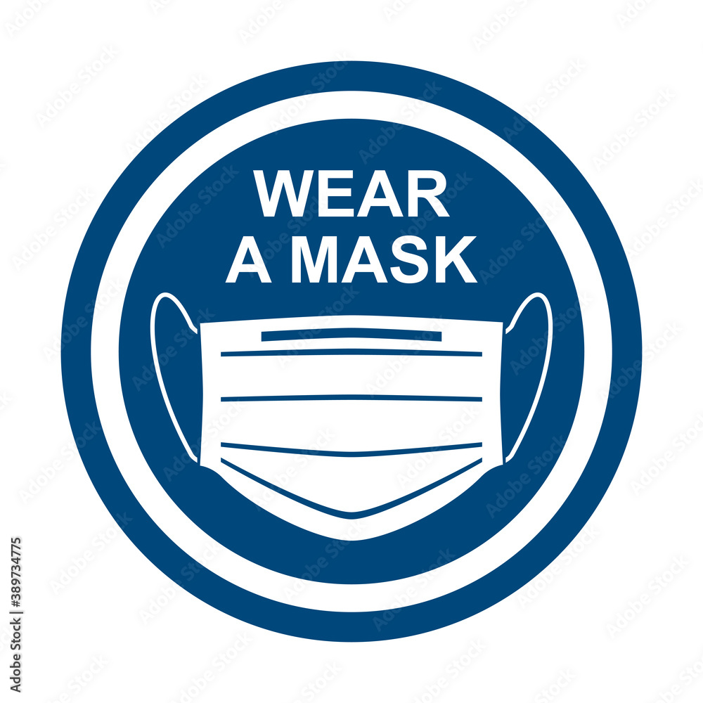 Round sign WEAR THE MASK. Medical infographics. Vector illustration ...