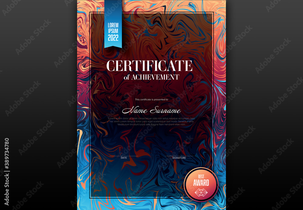 Modern Certificate Layout with Blue and Red Colors Stock Template ...
