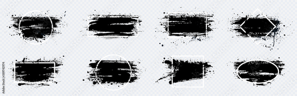 Amazing grunge splashes with frame on isolated background. Artistic ...