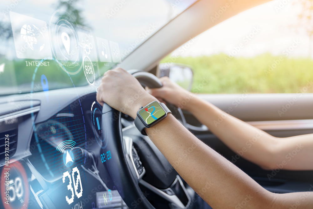 Foto de HUD Head Up Display and digital instruments panel autonomous ...